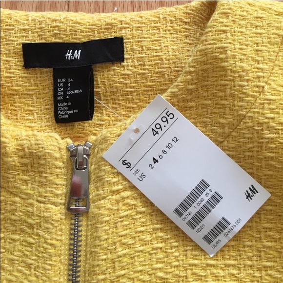 H&M | Jackets & Coats | Nwt Hm Yellow Tweed Jacket | Poshmark
